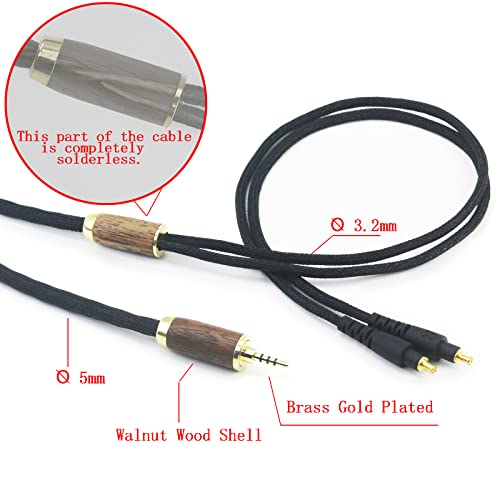 NewFantasia 2.5mm Trrs Balanced Male 6N OCC Copper Silver Plated Cord 2.5mm Balanced Cable Compatible with Audio-Technica ATH-MSR7b ATH-SR9 ATH-ESW990H ATH-AP2000Ti Headphone Walnut Wood Shell