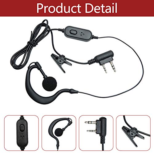 BAOFENG Walkie Talkie Earpiece with Mic 2 Pin K Port Headset UV-5R BF-F8HP 5RM UV-21R UV-5G Plus GM-5RH K5PLUS AR-152 UV-17R BF-888S GM-15PRO UV-S9 Plus Etc (10Pack)