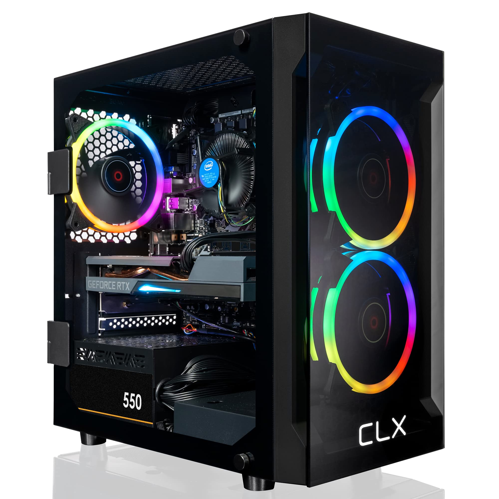 CLX Set Gaming Desktop - Intel Core i7 10700F 2.9GHz 8-Core Processor, 16GB DDR4 Memory, GeForce RTX 3050 8GB GDDR6 Graphics, 500GB SSD, 2TB HDD, WiFi, Windows 11 Home 64-bit