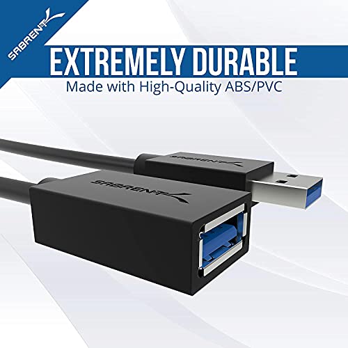 SABRENT 22AWG USB 3.0 Extension Cable A Male to A Female [Black] 3 Feet (CB-3030)