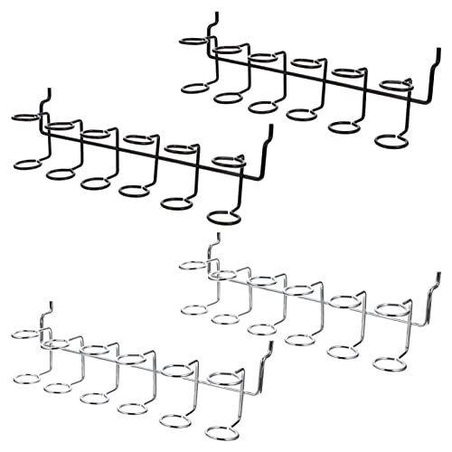 Housoutil 4Pack Pegboard Screwdriver Holders, Six- Tool Multi- Tool Organizer Racks, Stainless Steel Peg Board Tool Utility Hooks for Your Workbench, Garage, Tool Shed, or Craft Room (Black& Silver)