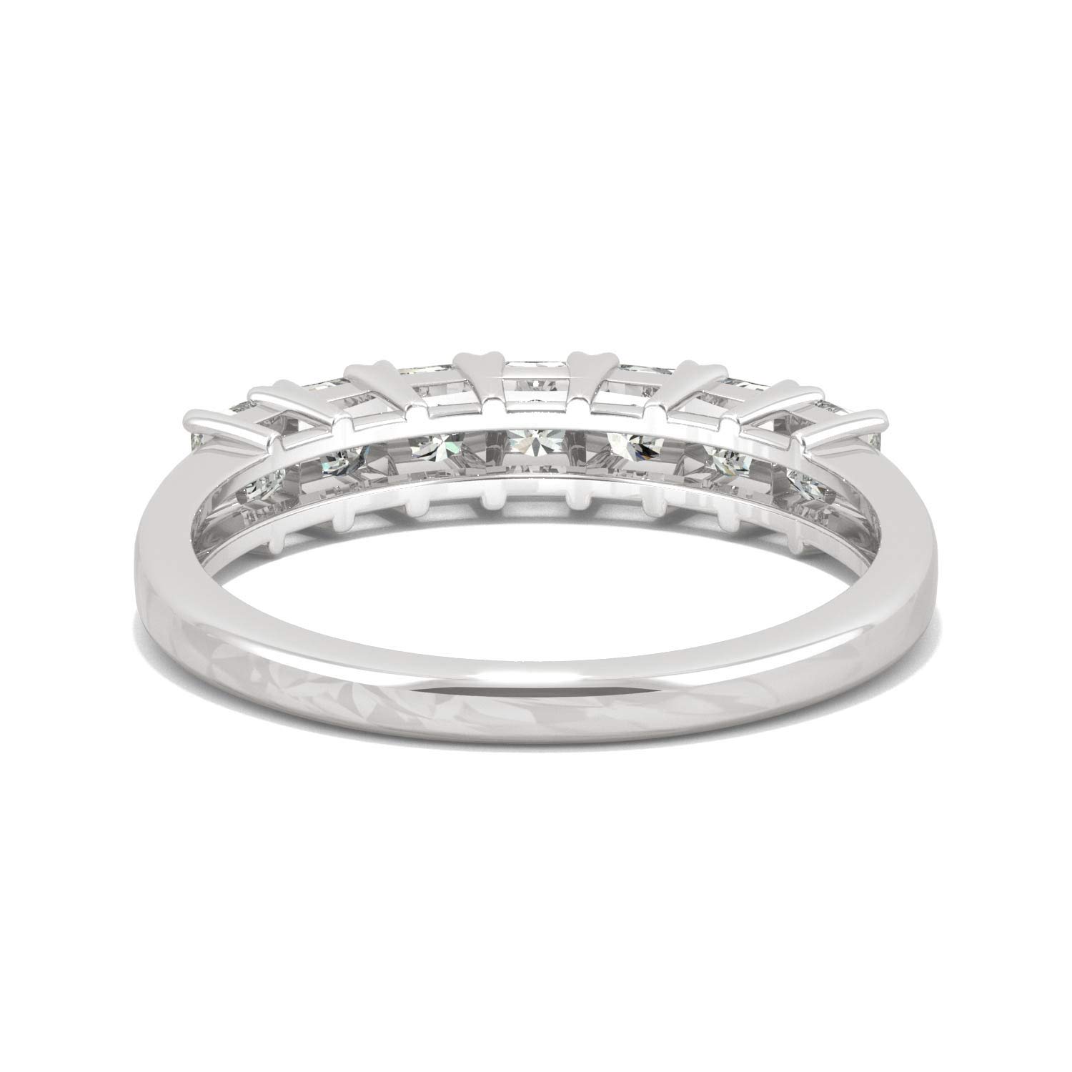 Charles & Colvard Created Moissanite 3mm Princess Cut Wedding Band for Women | 1.26 cttw DEW | Lab Grown | Solid 14K White Gold with Rhodium | Size 9