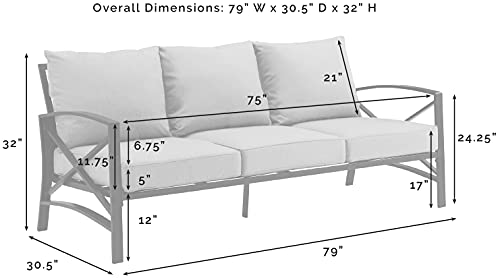 Crosley Furniture KO60027BZ-OL Kaplan Outdoor Metal Sofa, Oiled Bronze with Oatmeal Cushions