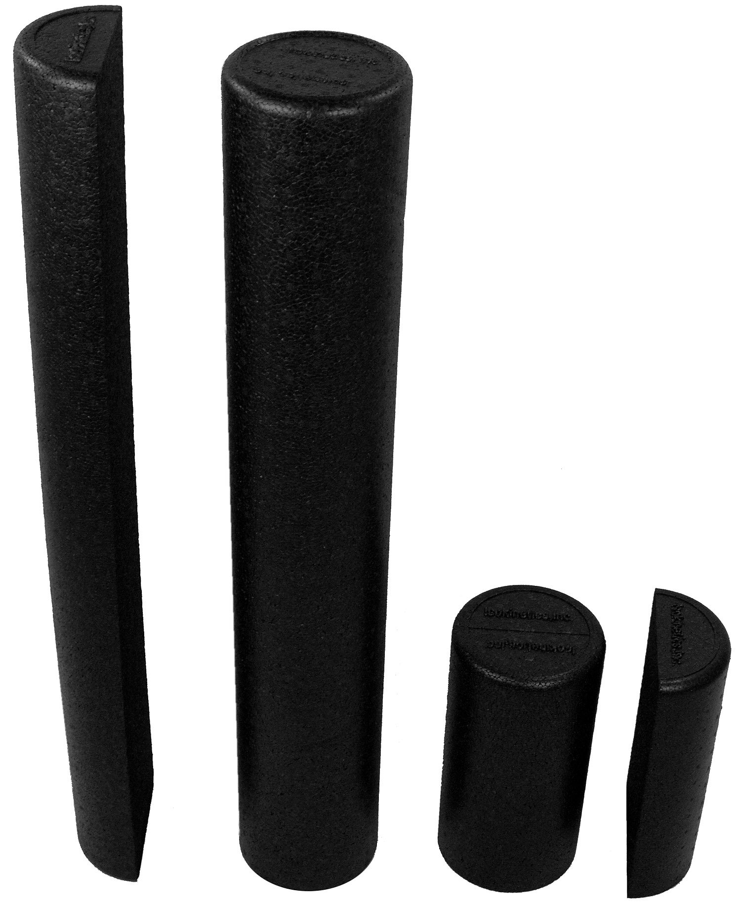 Black High Density Foam Rollers - Extra Firm - 6" x 36" HALF Round (Semi-Circle; "D" Shape)