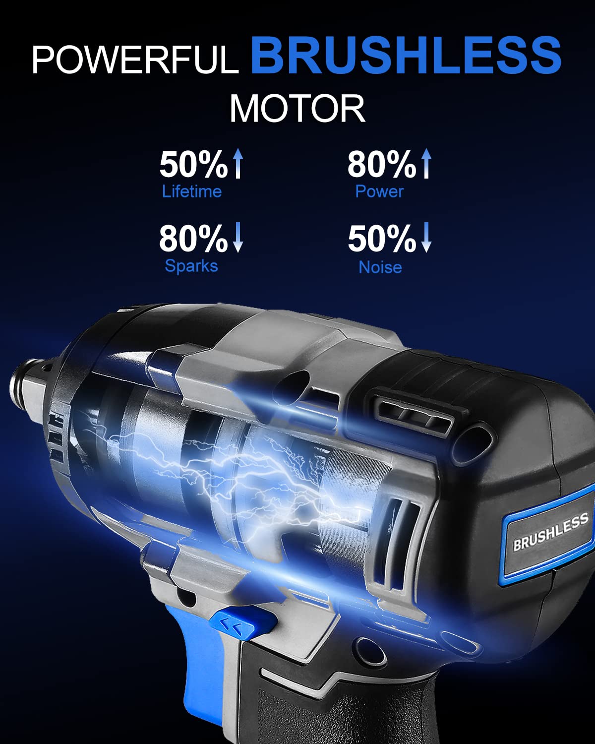 DEKOPRO Impact Wrench Cordless Impact Wrench 1/2 inch Impact Driver Brushless Motor Impact Gun High Torque 295 ft lbs (400N.m) with 4.0A Li-ion Battery and Fast Charger