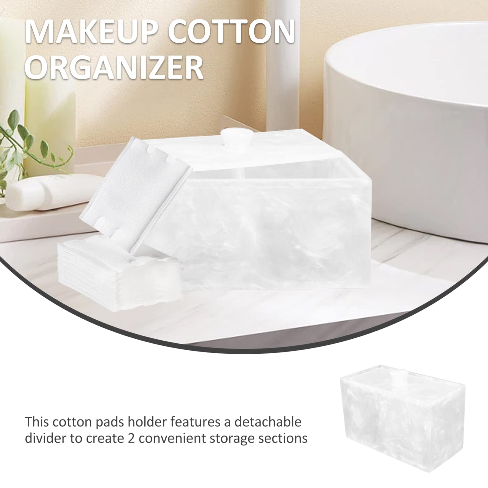 Cabilock Box cosmetic cotton storage box cotton pad container makeup applicator organizer floss holder flosser dispenser cotton pads holder cotton holder Compartments Cotton Pad Case patch