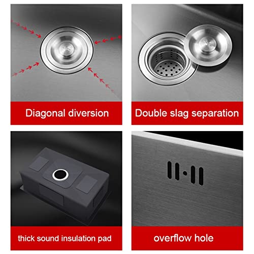 Kitchen Sink, 3 holes Nano Coating Bar Sink, Stainless Steel Workstation, Telescopic Drain Basket (Color : A, Size : 65 * 45cm)