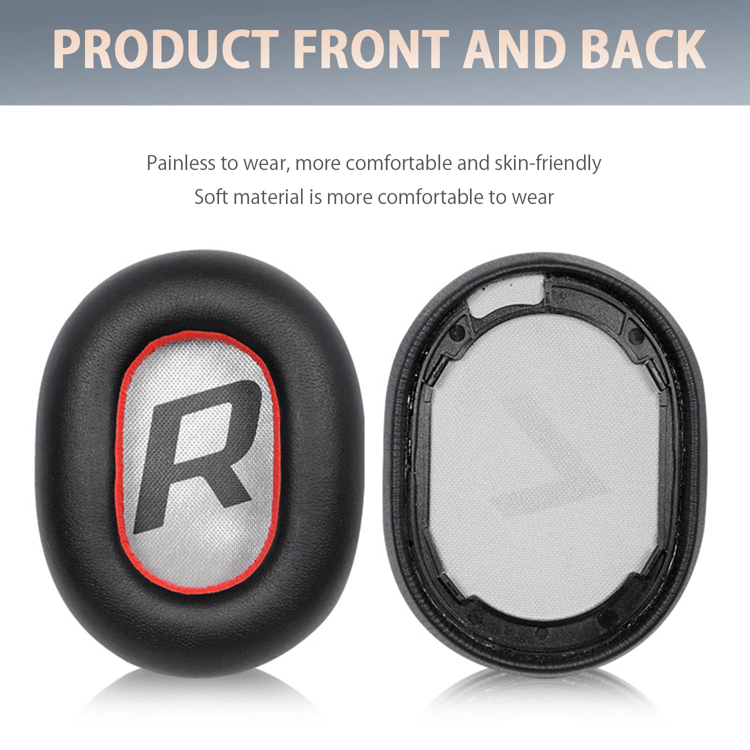 BackBeat Pro 2 Protein Leather Memory Foam Replacement Ear Pads Compatible with Plantronics BackBeat Pro 2, Voyager 8200 UC Headphones Replacement Earmuffs Ear Cushions(Black+Red)