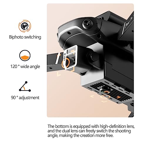GBSELL 4K Dual Camera Drone, UAV HD 4K Aerial Photography Dual Camera Remote Control Quadcopter Boy Folding Model Aircraft Toy, Intelligent Obstacle Avoidance (Black)