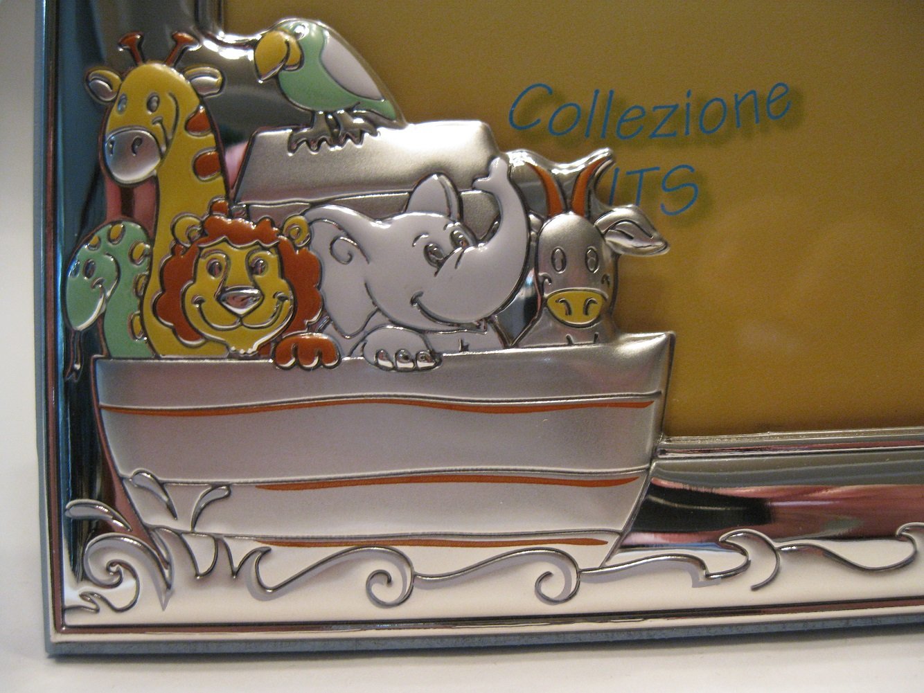 STERLING SILVER Picture Frame THE ARK (3.5" x 5)". Made in Italy (BLUE BACK)