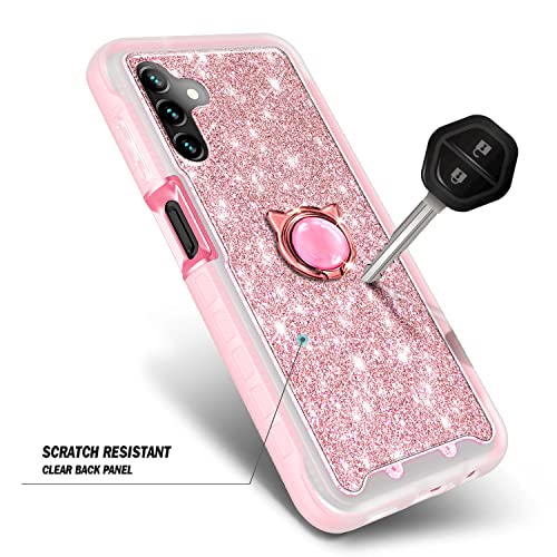 NGB Supremacy Galaxy A13 5G Case, Full Body Protection with [Built-in Screen Protector] Ring Holder/Wrist Strap, Slim Fit Shockproof Bumper Durable Cover for Samsung Galaxy A13 5G (Rose Gold)