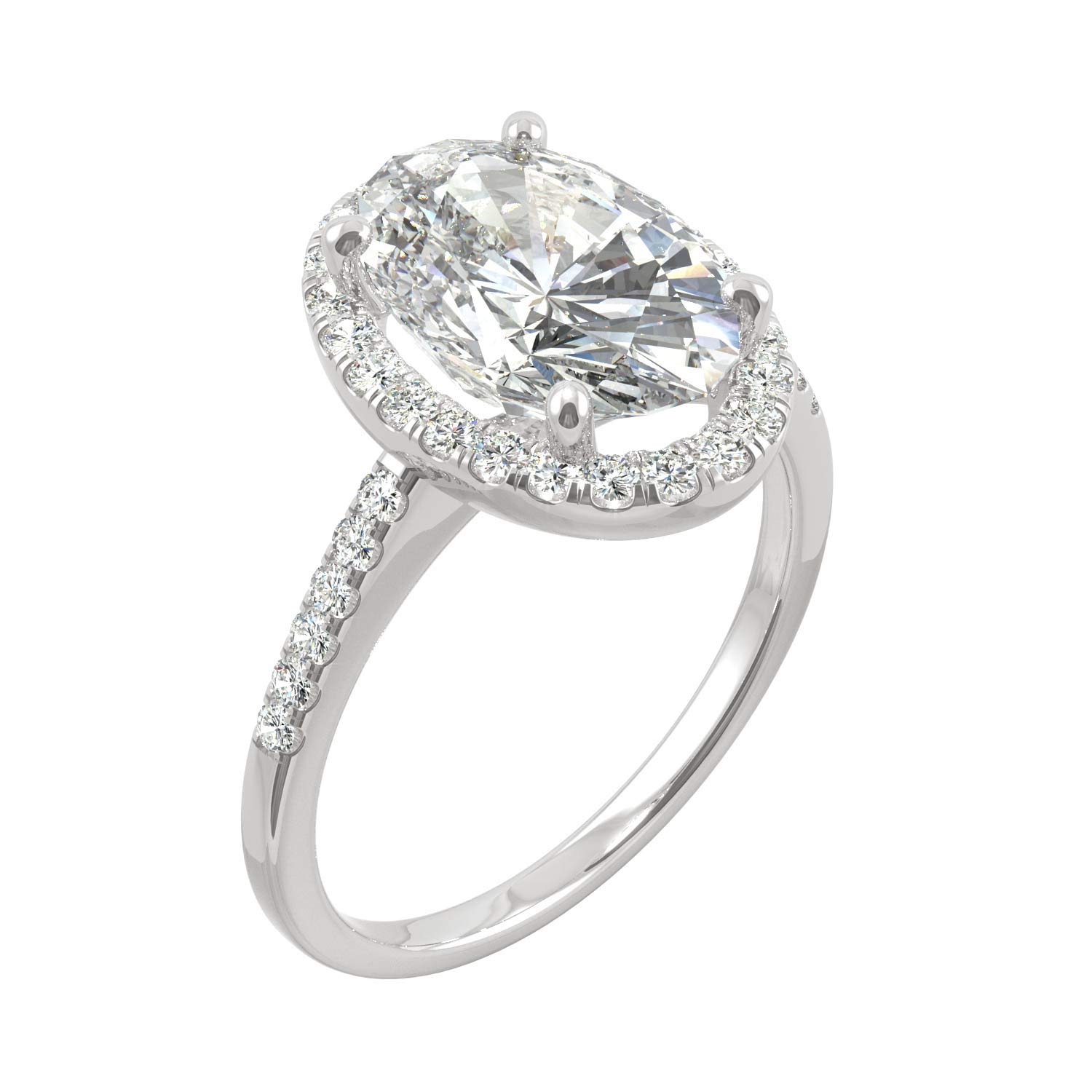 Charles & Colvard Created Moissanite 12x8mm Oval Cut Elongated Engagement Ring for Women | 4.75 cttw DEW | Lab Grown | Solid 14K White Gold with Rhodium | Size 6