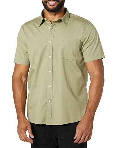 Goodthreads Men's Standard-Fit Short-Sleeve Stretch Poplin Shirt, Light Olive, X-Large