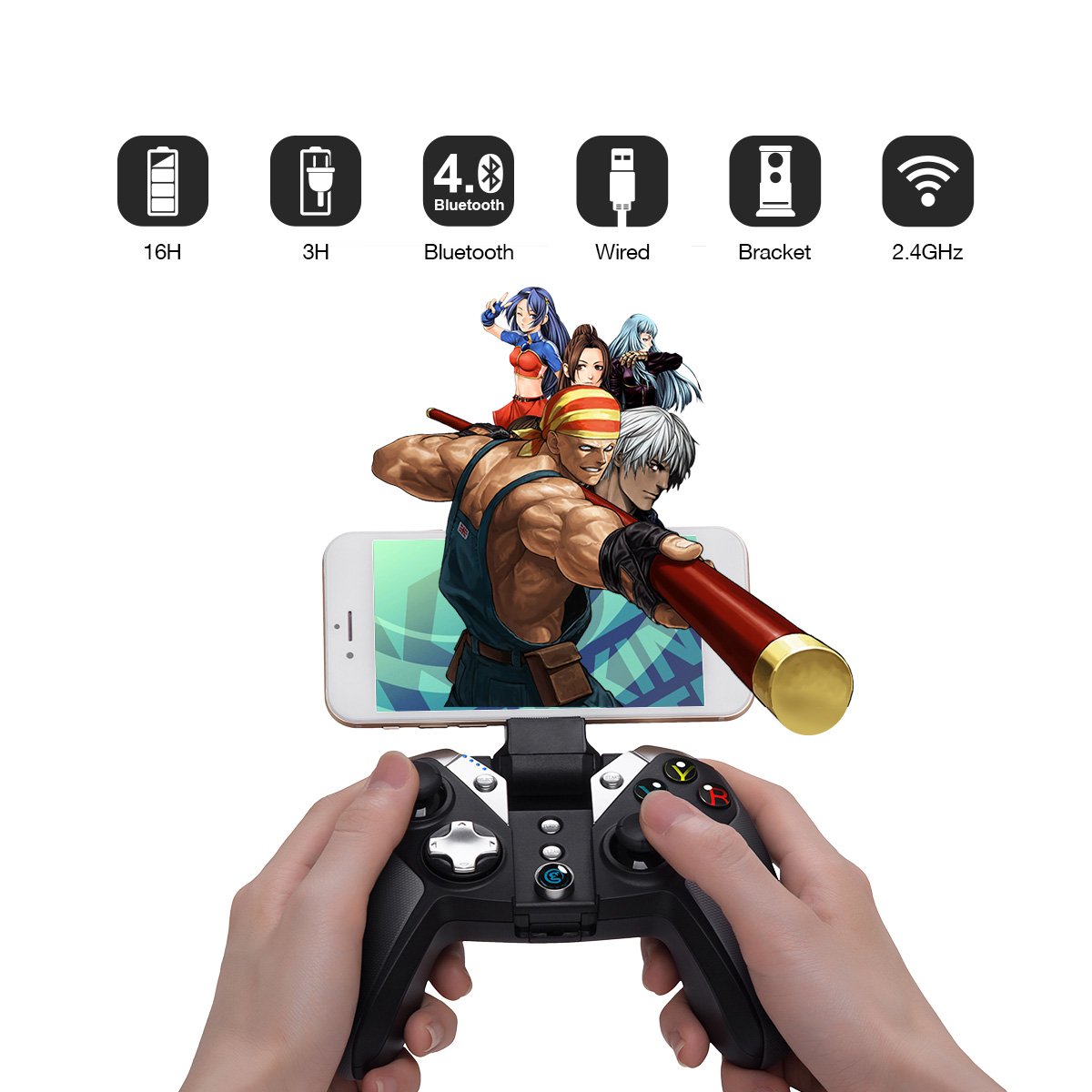 GameSir G4s Wireless Controller for Android/Windows/VR/PS3, Black