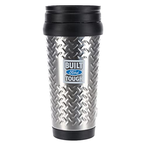 Ford Built Tough Diamond Plate Travel Mug, Stainless Steel, 14 oz.