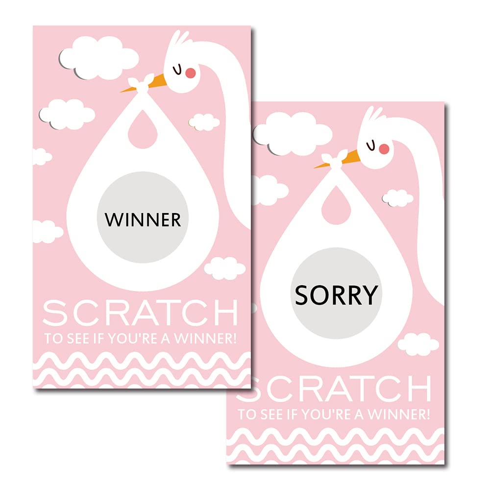 JIRIM-BEUTY 50 Baby Shower Scratch Off Games, Pink Stork Lottery Ticket Raffle Card Game, Baby Shower Game, Party Activities, Pink Shower, Girl Baby Shower, ļ¼JRM175ļ¼