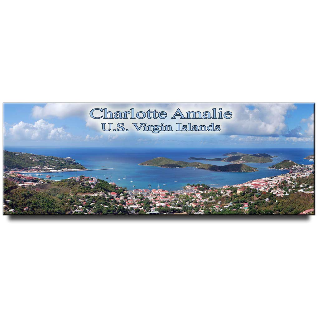 Charlotte Amalie Panoramic Fridge Magnet US Virgin Islands Travel Souvenir