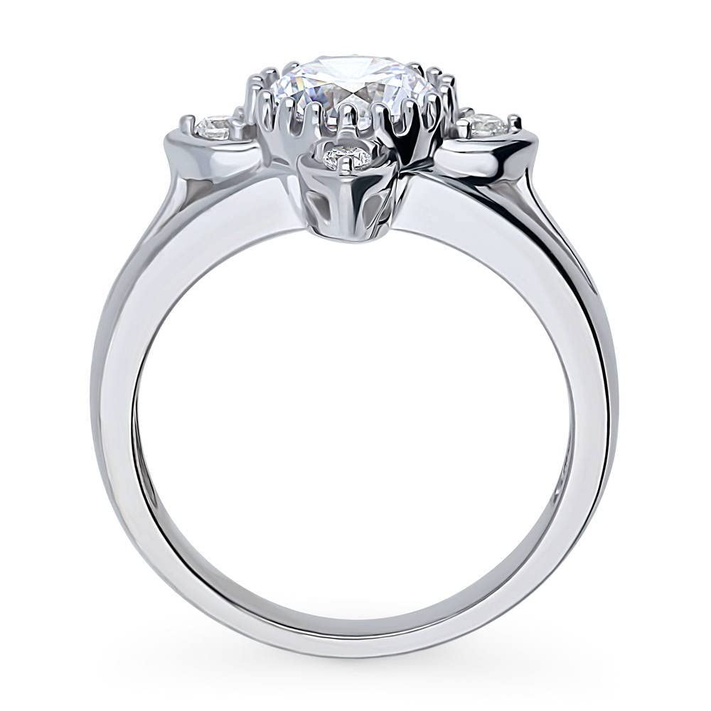 BERRICLE Sterling Silver Flower Cubic Zirconia CZ Fashion Ring for Women, Rhodium Plated Size 7