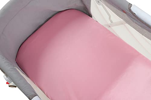 Satin Bassinet Sheet Set 2 Pack Ultra Soft Silk Fit for Rectangle, Hourglass, Oval Bassinet Mattress Protect for Baby Hair and Skin Cradle or Bassinet Sheets, Pink & White