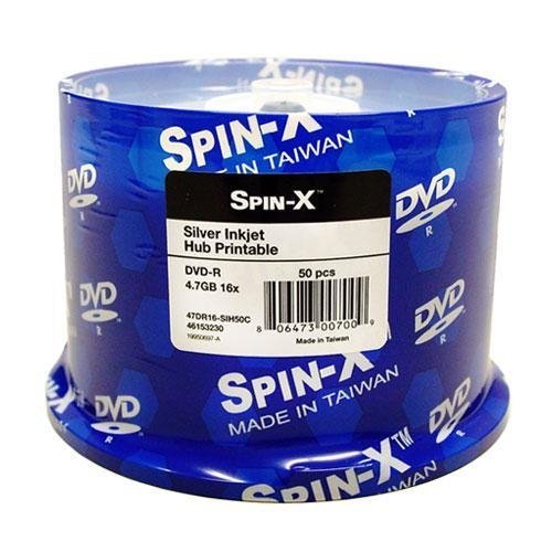 Spin-X 50 16X DVD-R 4.7GB Silver Inkjet
