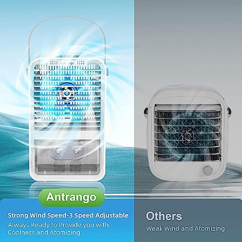 Portable Air Conditioner for Personal with 3 Wind Speeds,Mini Evaporative Air Cooler Fan,USB Air Personal Conditioner with 7 Colour LED Lights,Small Air Conditioner for Bedroom,Office and Outdoors