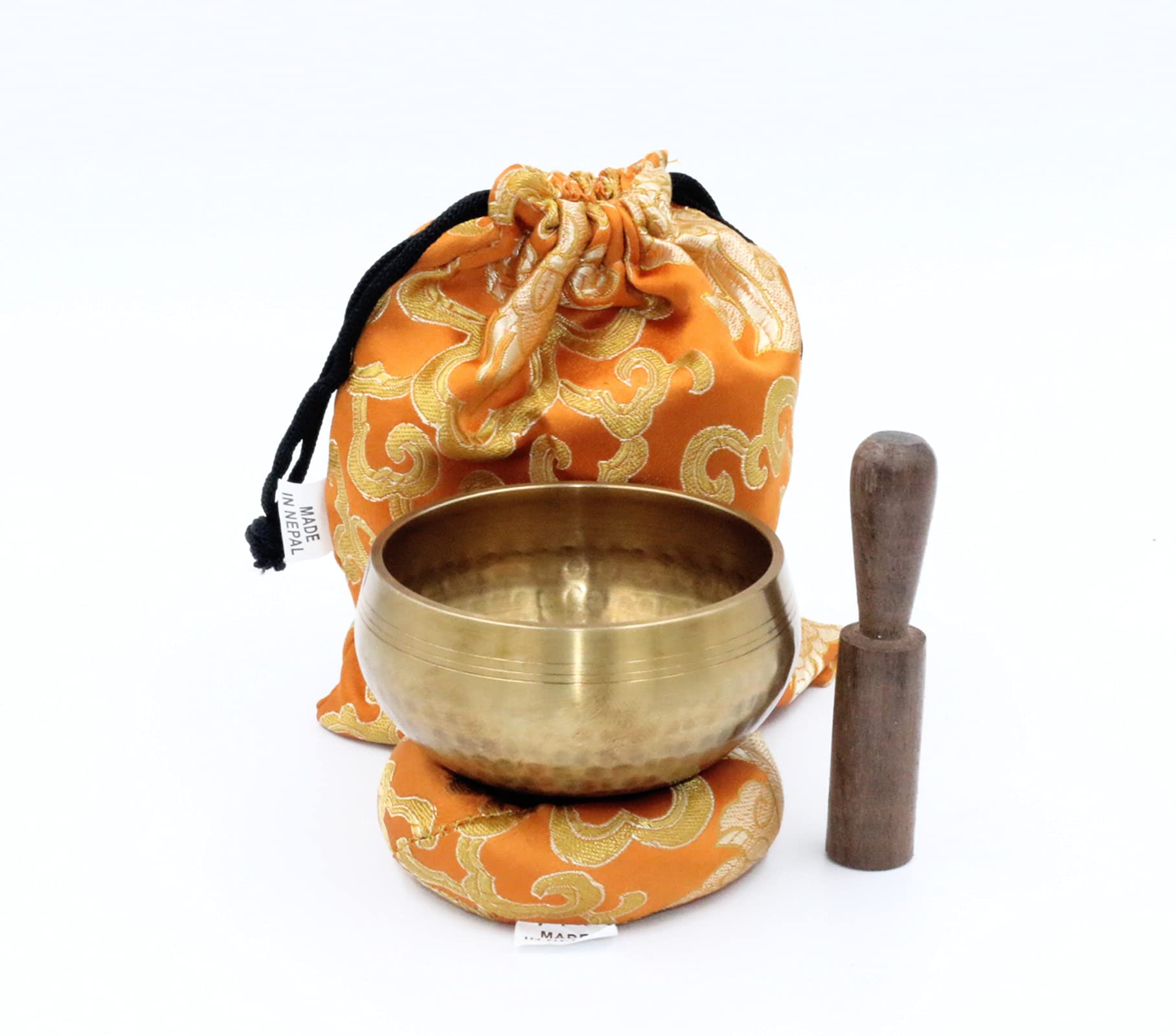 Tibetan Hand Hammered Singing Bowl-For Meditation, Yoga, Sound Therapy, Spiritual Healing, Prayer, Mind and Body Relaxation (3") (Orange)