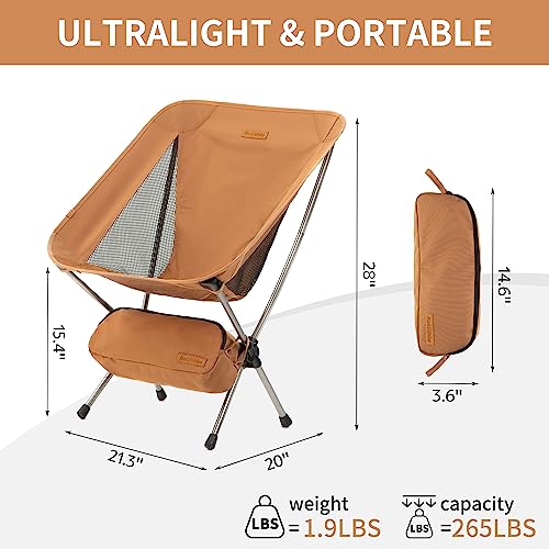 Naturehike YL08 Camping Chair, Ultralight Portable Camp Chair with Storage Bag, Compact Folding Beach Chair for Backpacking Hiking Fishing Picnic