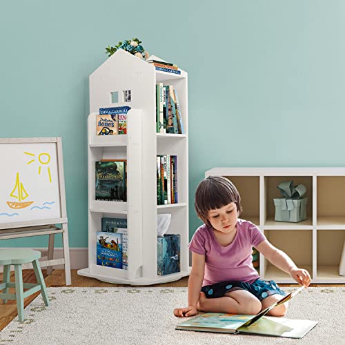 Nisorpa Rotating Bookshelf 360 Display Floor Standing Bookcase Spinning Shelf Storage Rack Freestanding Storage Organizer Holder Book Rack for Kids&Adults Multi-Functional Bookshelf Organizer