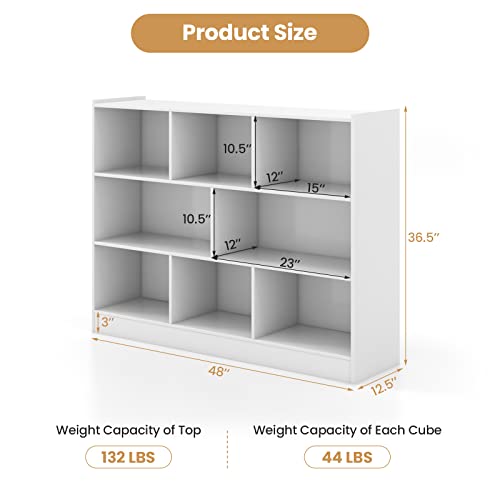 IFANNY 3 Tier Bookcase, Modern Bookshelf with 8 Storage Cubes, Wood Storage Cube Shelves, Small Bookshelves for Small Spaces, Book Shelf for Bedroom, Living Room, Home Office (White)