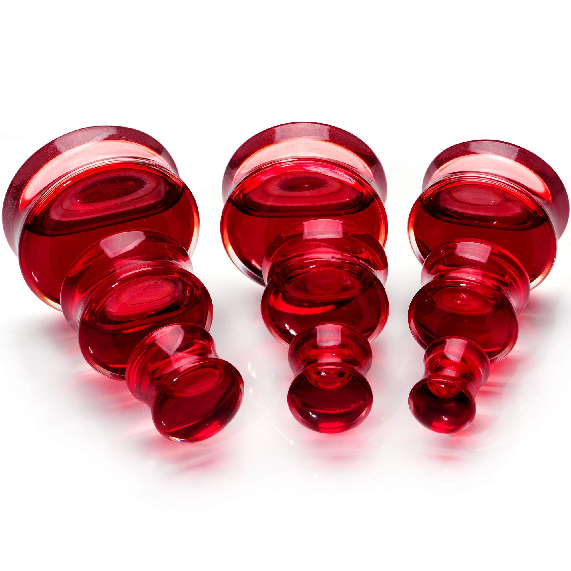 Body Candy 7/8" 2PC Clear Acrylic Red Fake Blood Saddle Plugs Double Flare Plug Ear Plug Gauges 22mm