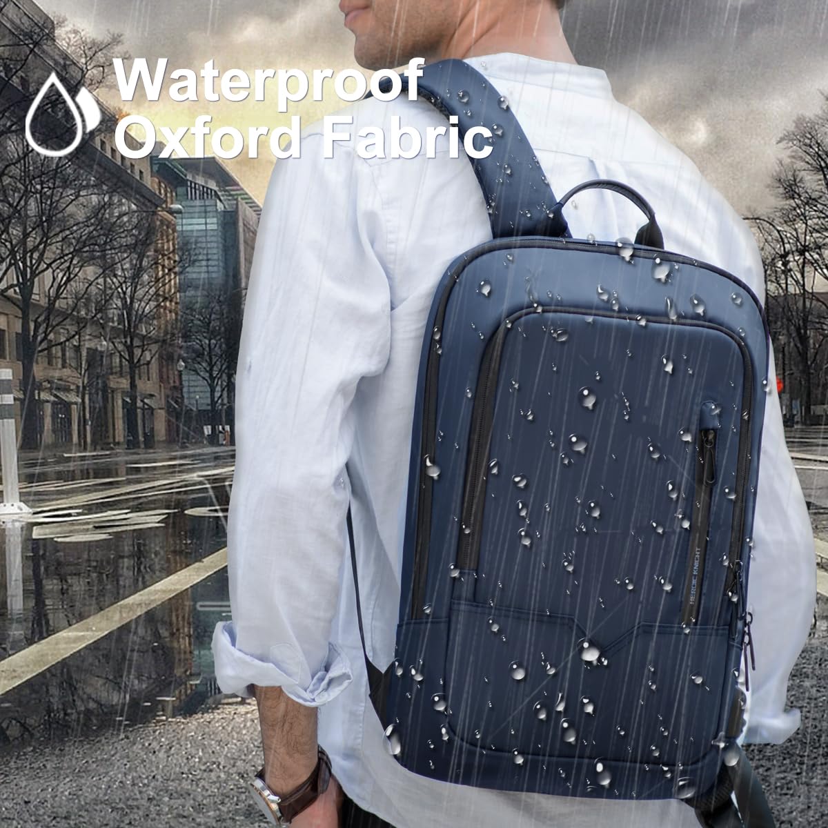 Backpack for Men Business Slim Backpack with USB Charger Computer Lightweight Anti-theft Travel Backpacks Mens Backpacks 15.6 inch Water Resistant Laptop Bag for Work Office University College-Blue