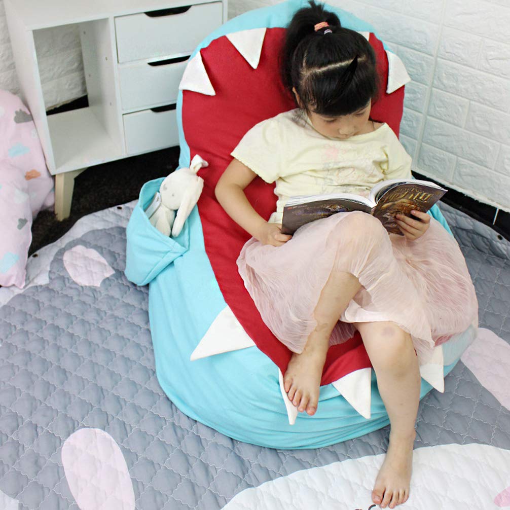 DreamsEden Shark Stuffed Animal Storage Bag Chair Dual-use Toy Organization Seat for Kids, Bag Only No Stuffing (Blue)
