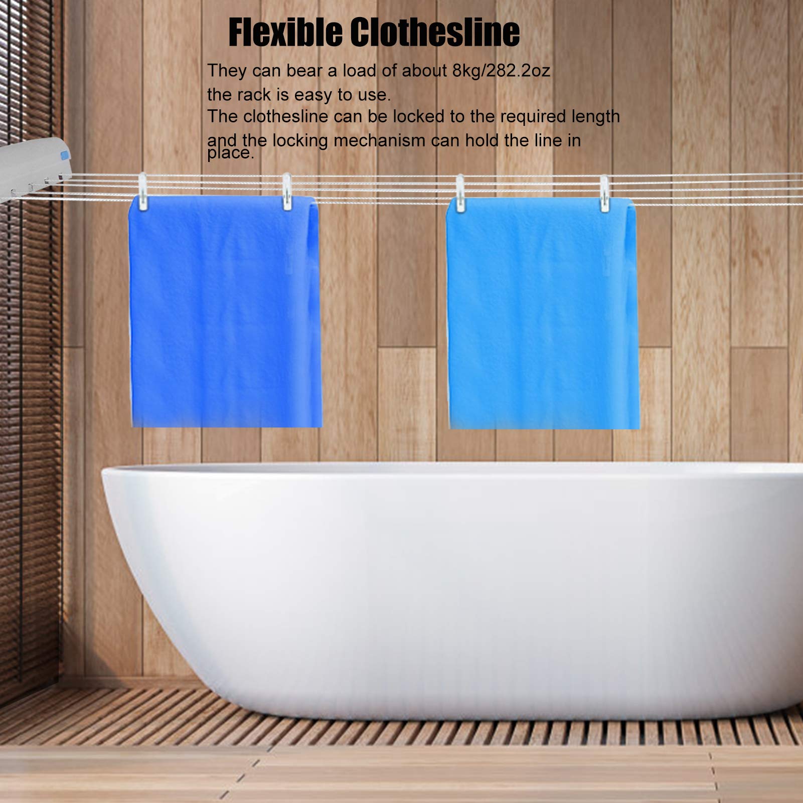 Yosoo Telescopic Drying Rope, Retractable Clothesline for Laundry Home Balcony Hotel (Five Ropes) Retractable Clothesline Outdoor Retractable Clothesline