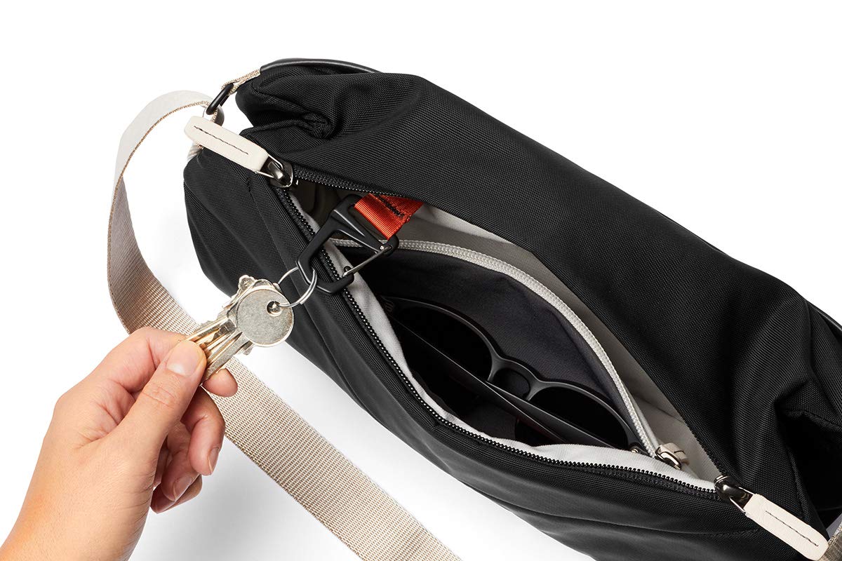 Bellroy Sling Bag - Premium (Premium Leather & Fabric Crossbody Bag For Men & Women, Multiple Organization Compartments, Magnetic Clasp) - BlackSand
