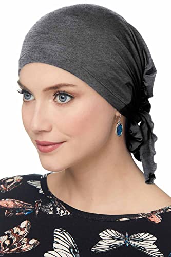 Cardani Easy On Pre Tied Head Scarf Bamboo Viscose Ready Tie Scarves - Luxury Bamboo - Charcoal