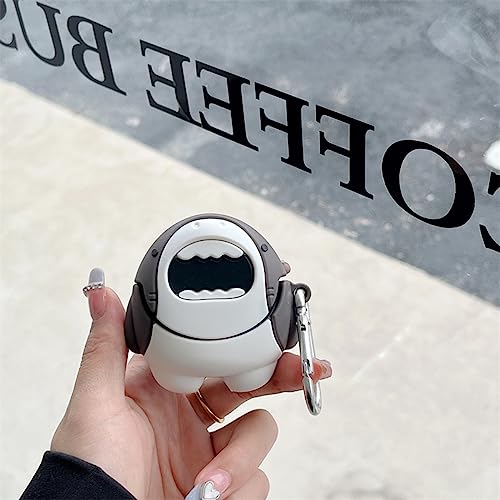 Earphone Case for Oppo ENCO Air3,Cute Cartoon Silicone Wireless Bluetooth Headphone Protector Cover for Oppo enco air 3 with Keychain (Shark)