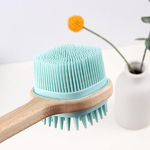 Kokiya Shower Brush Back Scrubber,Dual Sided Long Handle Back Scrubber,Bath for Body Shower, Green, 32.5cmx7.1cm