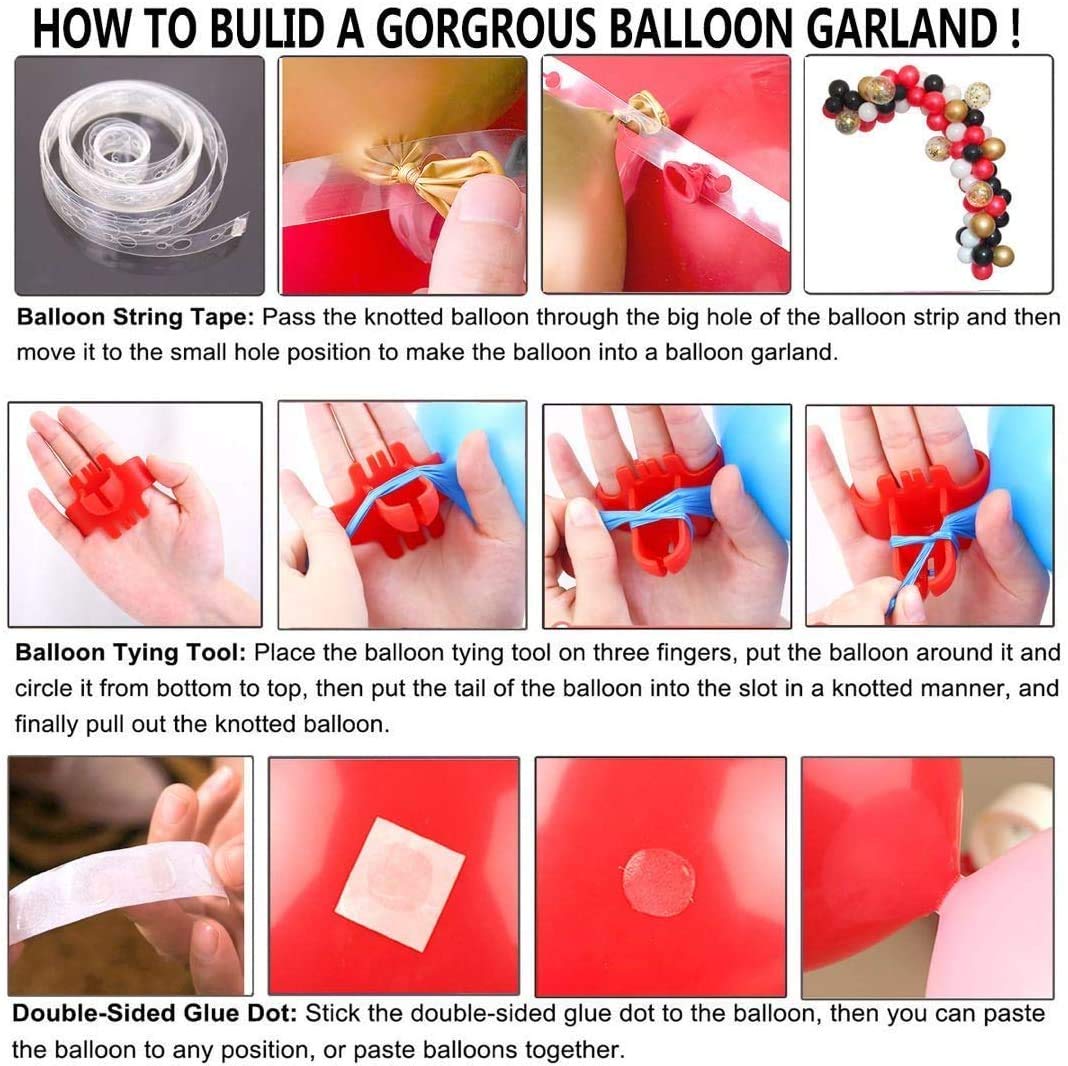 DIY Red Black White Silver Balloon Garland Arch Kit - Small and Large Red White Black Balloons Party Decorations for Graduation Birthday BBQ Baby Shower Party Decorations