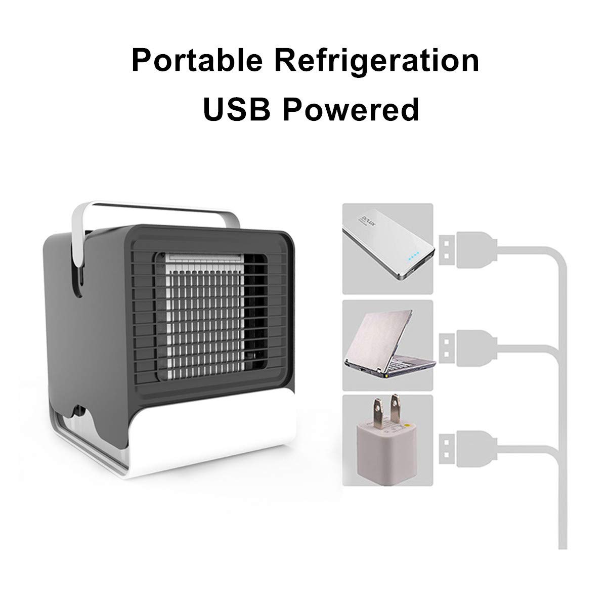 Bokang Portable Air Conditioner Fan, Personal Mini Evaporative Air Cooler Desk Humidifier Misting Fan with Handle,New Desktop Air Cooler Low Noise And Simple Appearance Design with Night Light