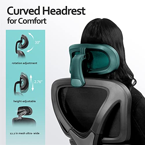 Ergonomic Office Chair, KERDOM Home Desk Chair, Comfy Breathable Mesh Task Chair, High Back Thick Cushion Computer Chair with Headrest and 3D Armrests, Adjustable Height Home Gaming Chair