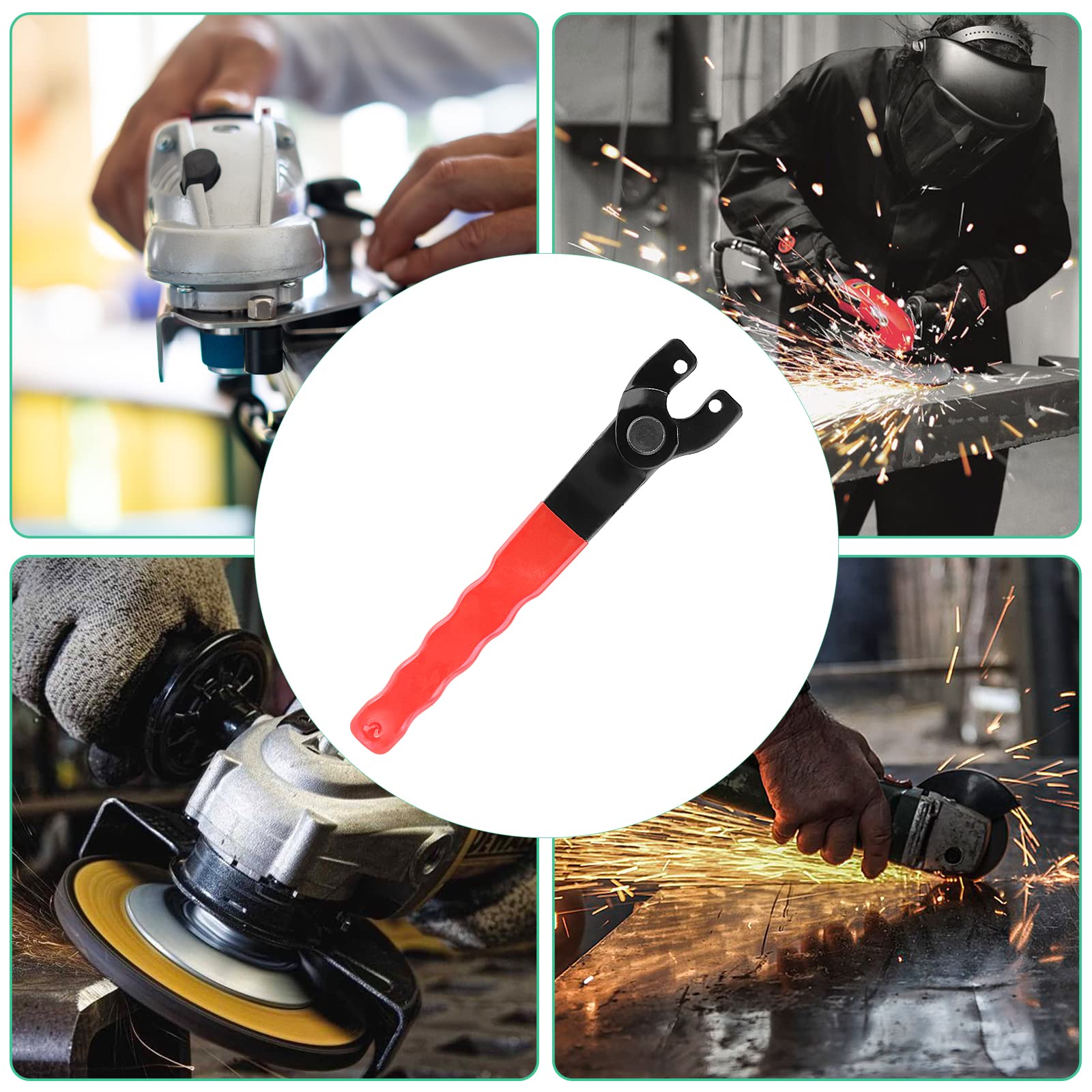 Bokwin Grinder Wrench Universal Adjustable Pin Wrench Red Lock-nut Wrench for Angle Grinder Machine (10-40mm)