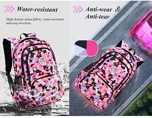 Geometric-Print Backpack for Boys Middle-School Elementary Bookbags