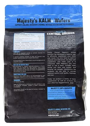 Majesty's Kalm Wafers - Supports Horse / Equine Balanced Behavior and Normal Nervous System Function - Tryptophan, Vitamin B1, Winter Cherry, Inositol - 30 Count (1 Month Supply)