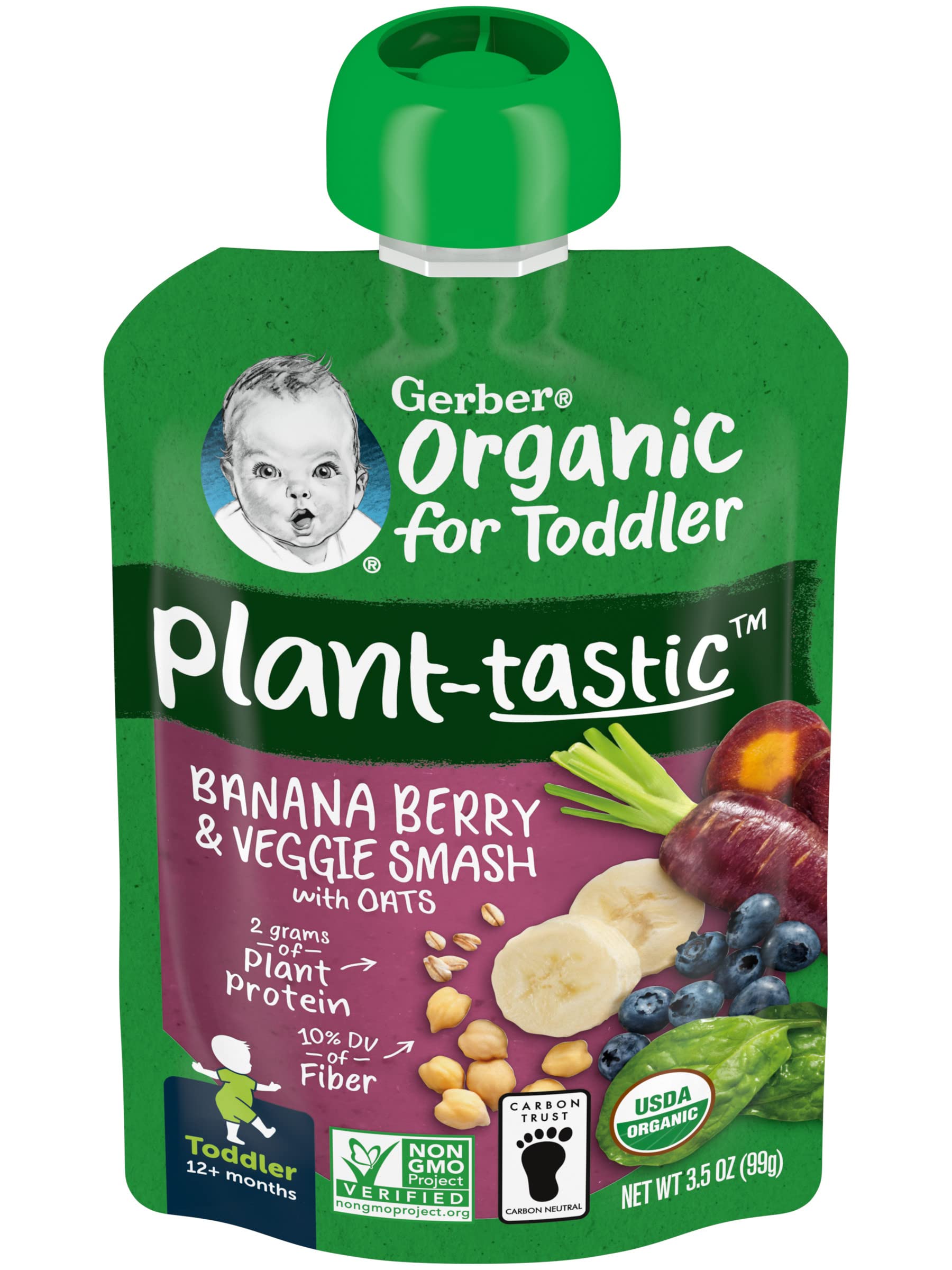 Gerber Organic for Toddler Plant-Tastic Pouches Variety Pack (6 CT (Pack of 1), Banana Berry)