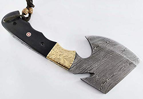Damascus Steel Blade Axe Hatchet Gut Hook Tomahawk Hunting Knife Camping Hiking SM23