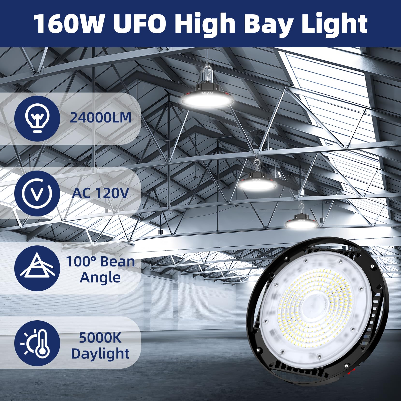 CINOTON 42W LED Barn Light Dusk to Dawn Outdoor Lighting, Black 2 Pack & 160W LED High Bay Lights