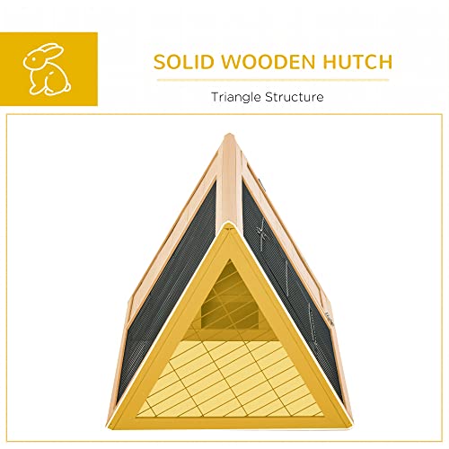 PawHut Outdoor Triangular Wooden Bunny Rabbit Hutch/Guinea Pig House with Run