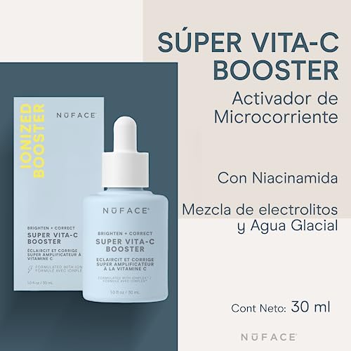 NuFACE Super Vita-C Booster Serum โ Dark Spot Diminishing Face Serum for Facial Toning Device, 1 Fl Oz
