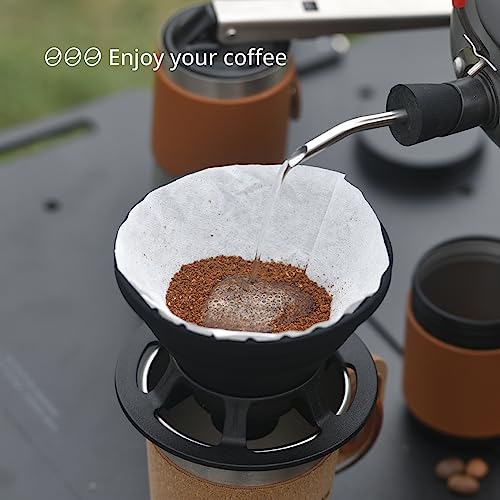 VANDROOP Collapsible Coffee Dripper, Silicone Reusable Pour Over Coffee Maker, Pour Over Coffee Dripper for Camping, Business Trip, Home&Office, Single Clever Coffee Dripper (Black, 1-2 Cup)