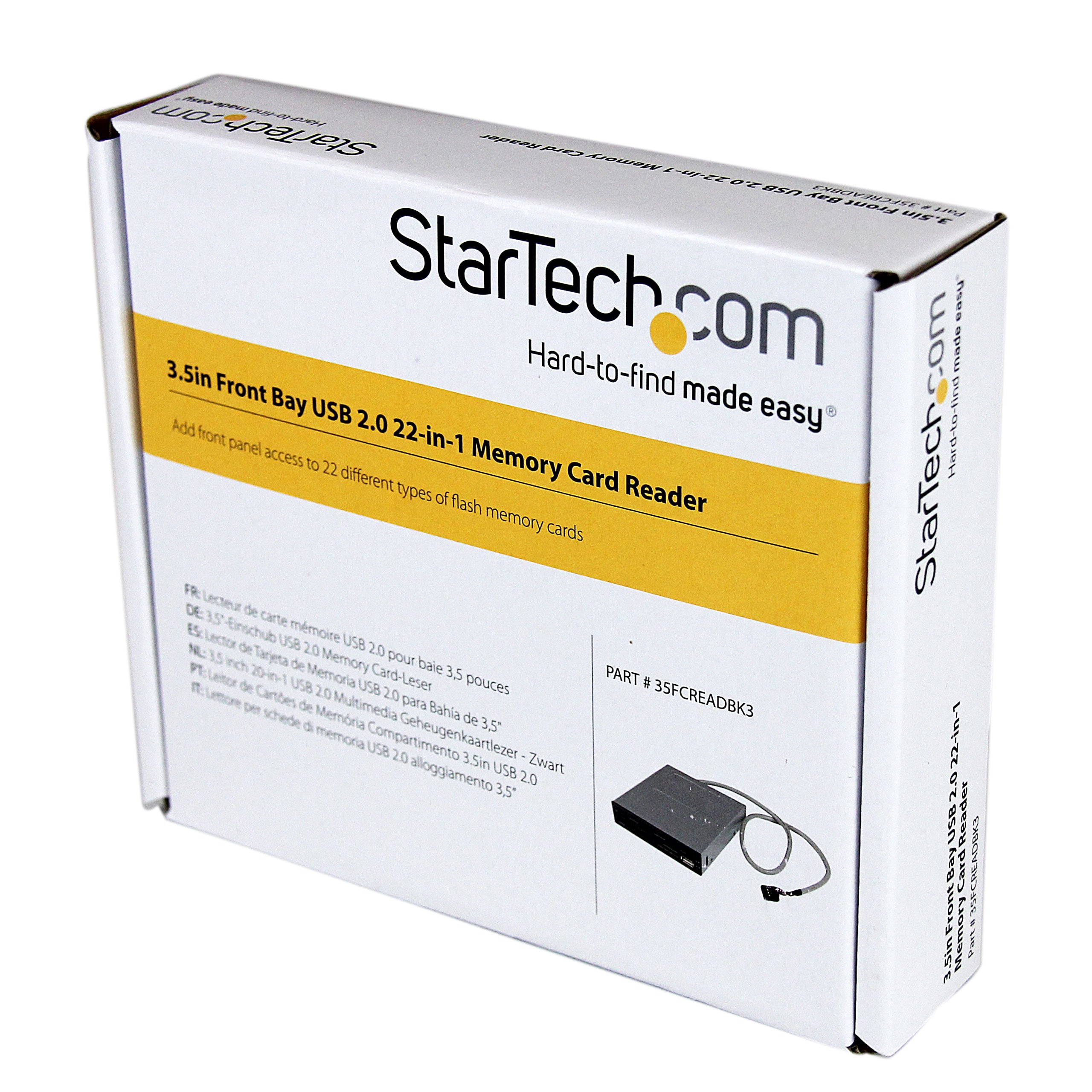 StarTech.com 3.5in Front Bay 22-in-1 USB 2.0 Internal Multi Media Memory Card Reader with Simultaneous Access - CF/SD/MMC/MS/xD - Black , TAA (35FCREADBK3)